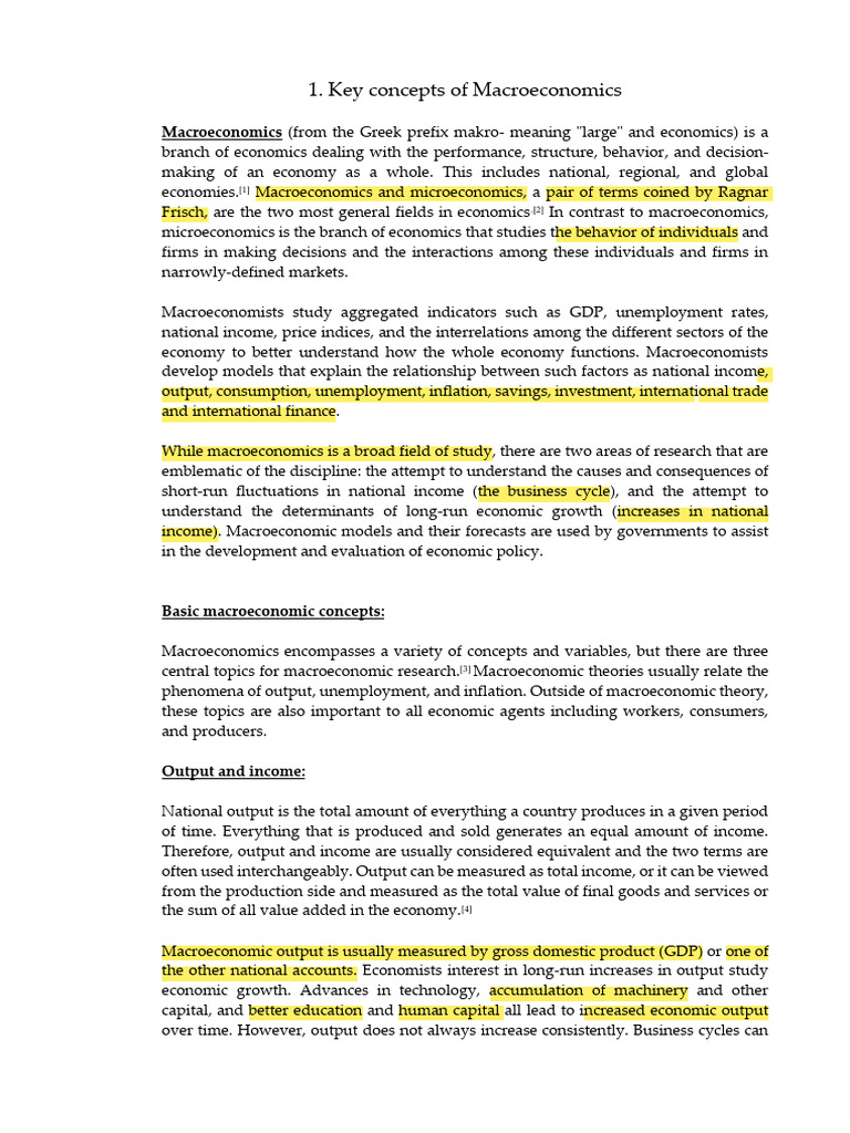 Key Concepts of Macroeconomics | PDF | Macroeconomics | Aggregate Demand