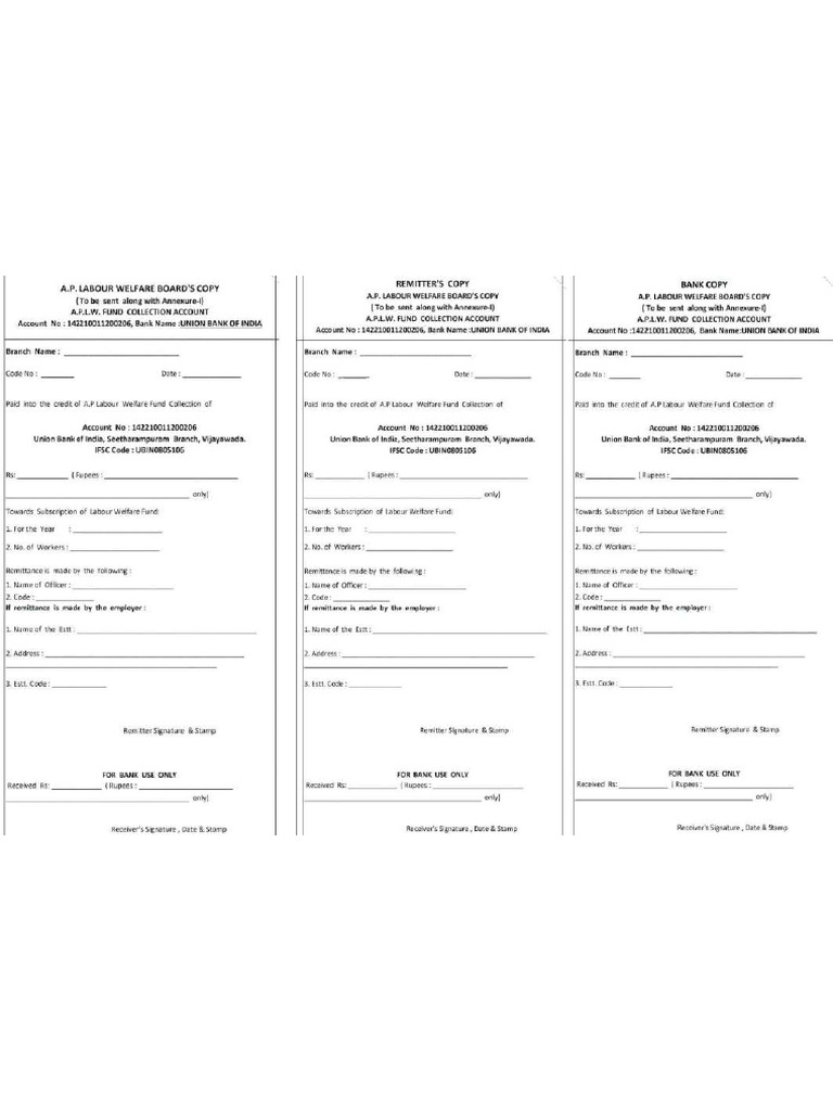 Labour Welfare Challan - Page-0001 | PDF