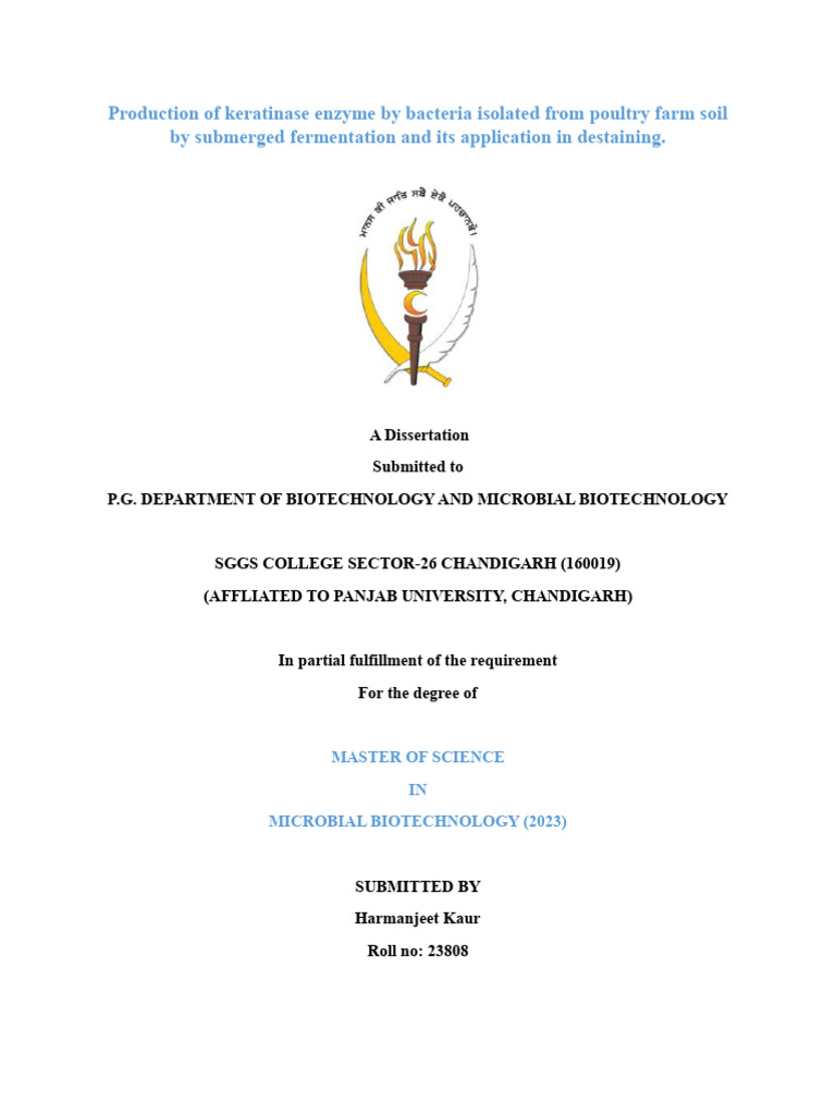 Microbial Biotech Research Project | PDF | Proteolysis | Litre