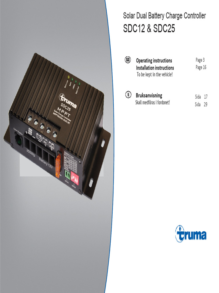 SDC1225-Truma-Manual | PDF | Rechargeable Battery | Battery Charger