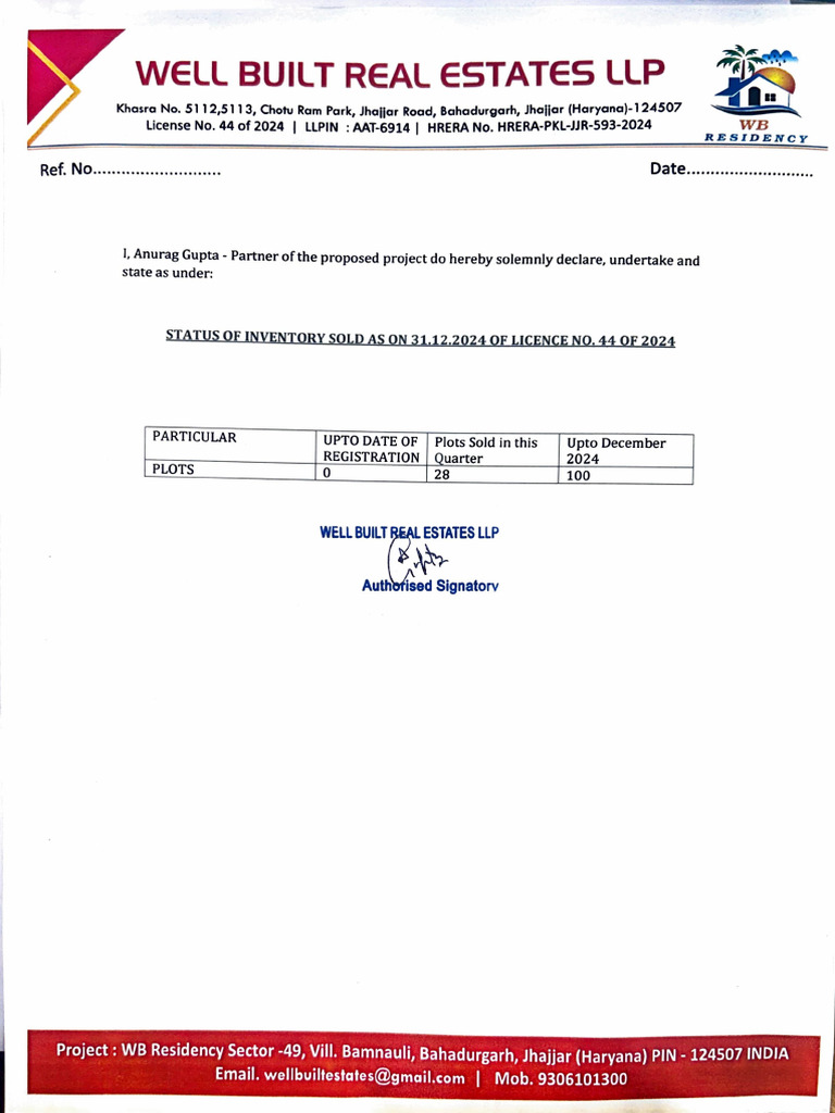 Promoter Certificate LLP Upto Dec 2024 | PDF