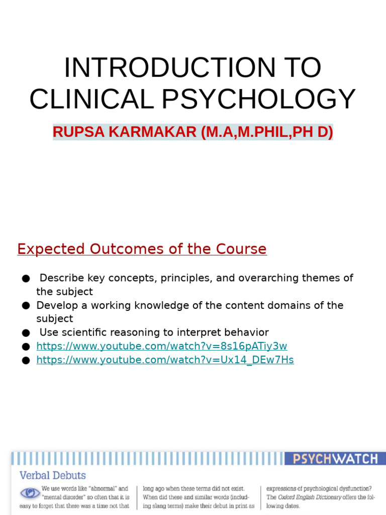 Clinical Psychology Overview | PDF | Clinical Psychology | Psychology