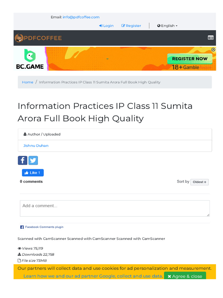 Pdfcoffee Com Information Practices Ip Class 11 Sumita Arora Full Book High Qual... | PDF