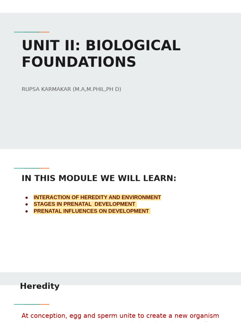 Unit Ii_ Biological Foundations (1) | PDF | Prenatal Development ...