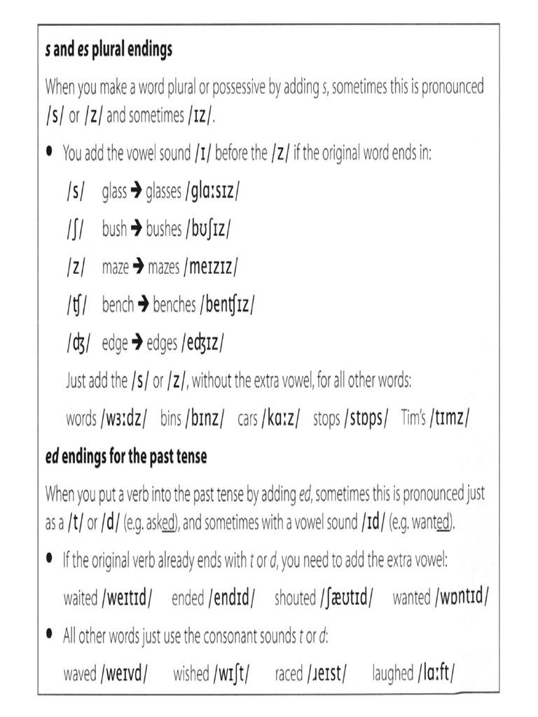 06 plural endings an past tense pronunciations | PDF