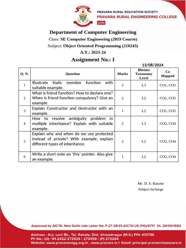 OOP Assignment 1 2024-25 | PDF