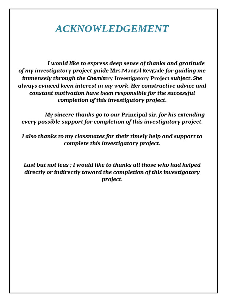 Project Acknowledgement | PDF