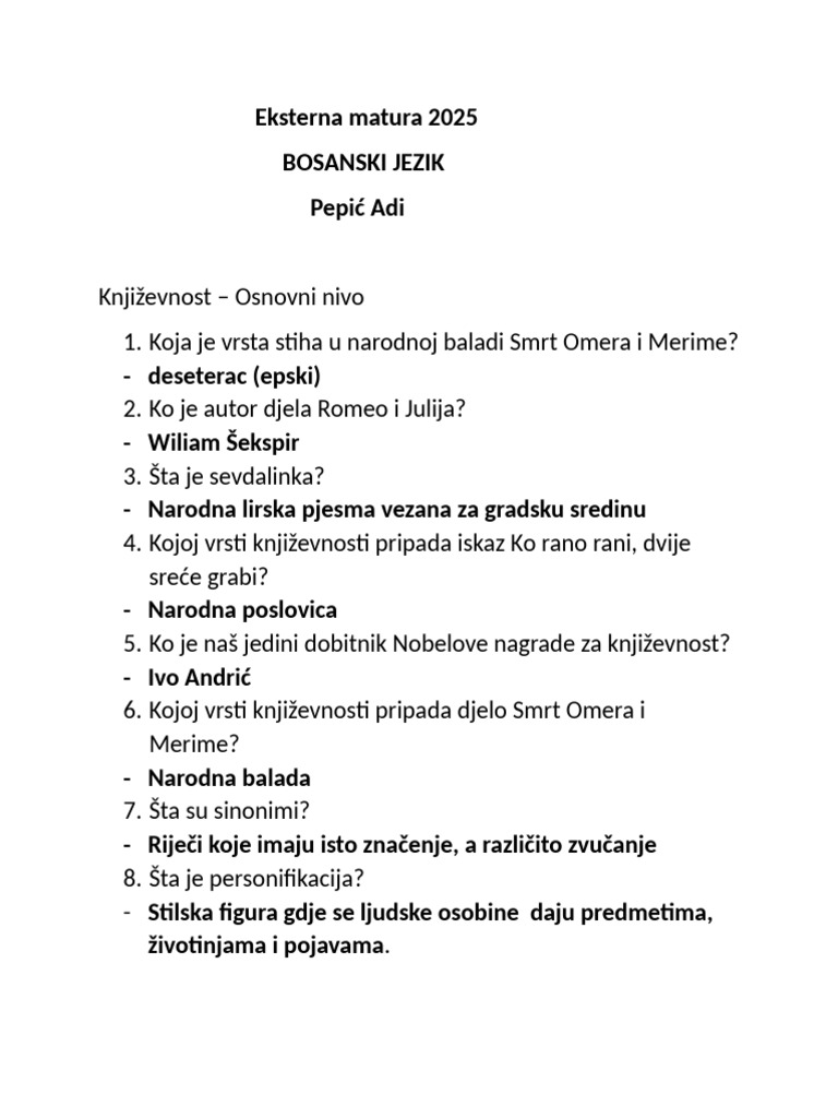 Bosanski Jezik | PDF