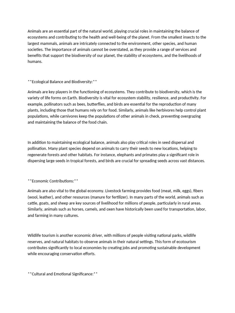 Importance of animals | PDF | Conservation Biology | Biodiversity