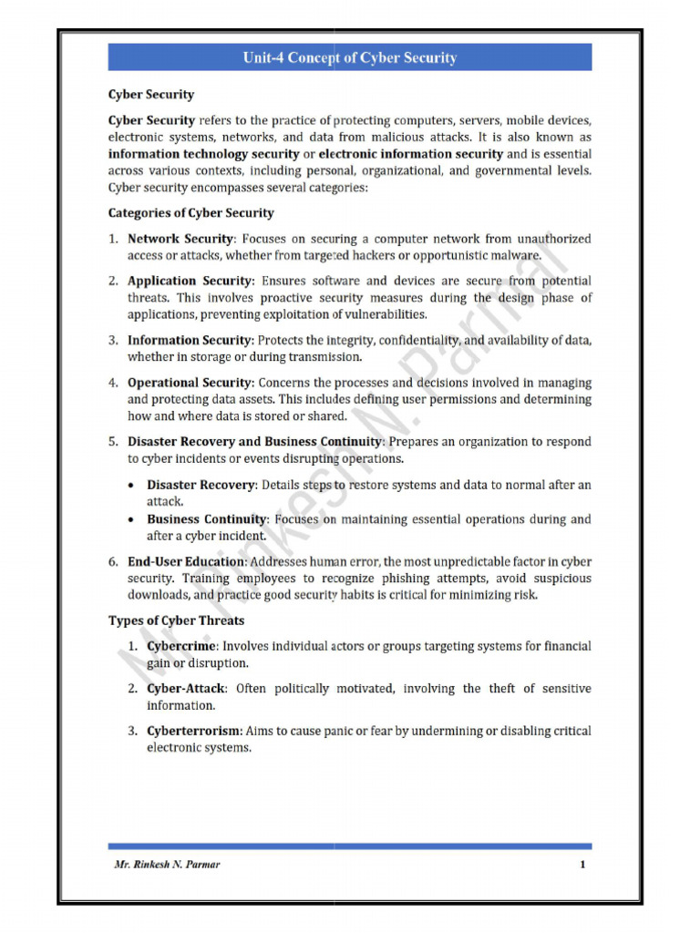 Unit-4 Concept of Cyber Security - Student | PDF