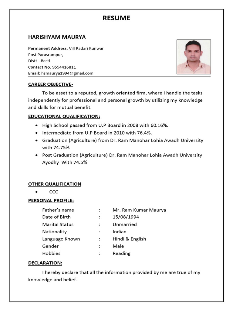 Resume: Harishyam Maurya | PDF
