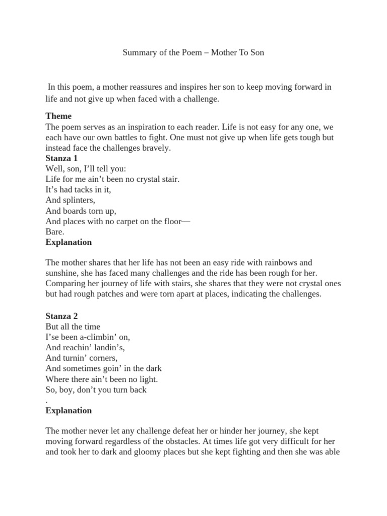 Life Lessons from Mother to Son | PDF