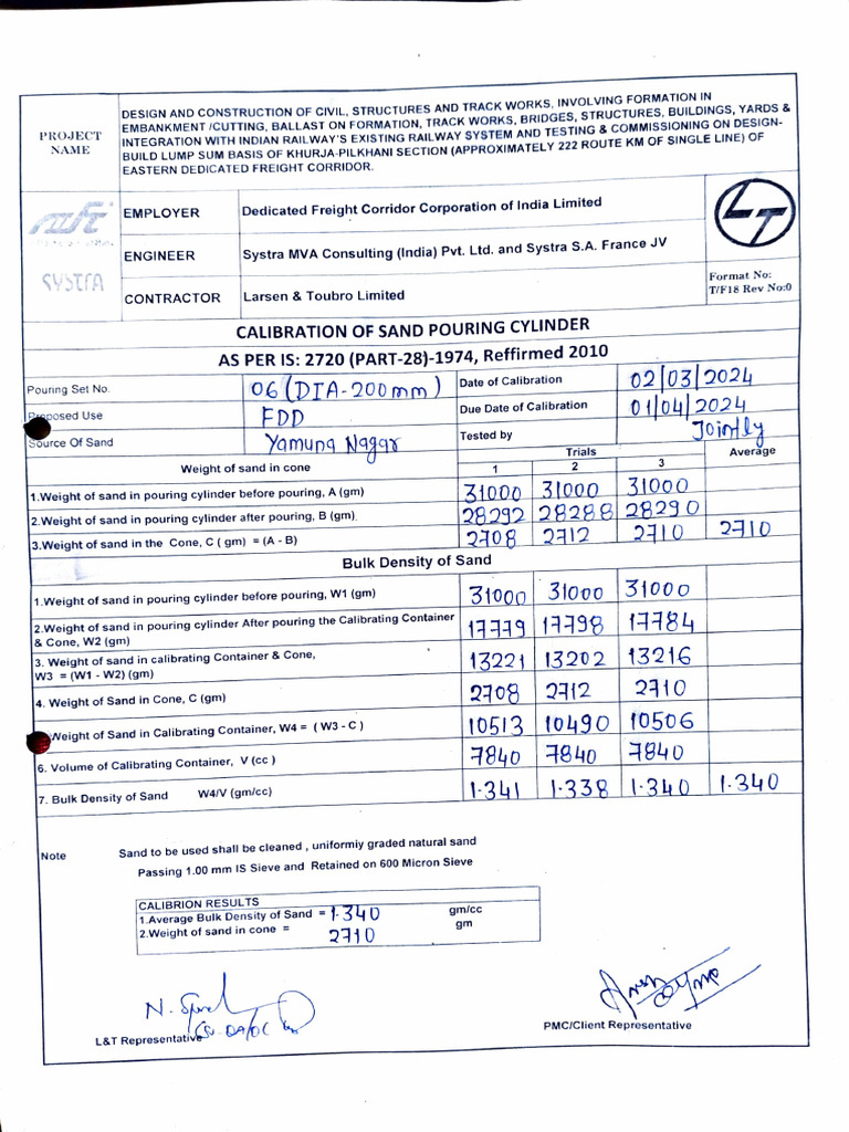 Sand Pouring Cylinder Calibration Guide | PDF | Transport | Sustainable ...