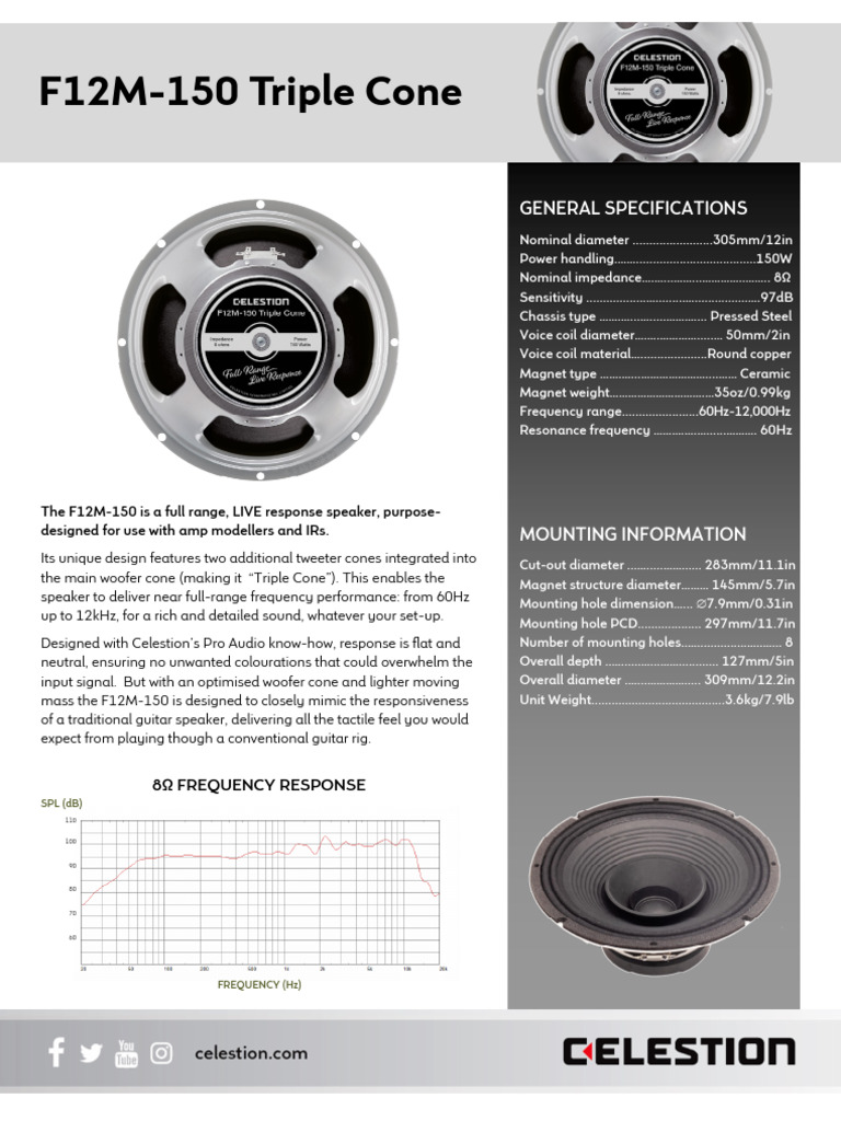 Celestion F12m150 Triplecone | PDF | Loudspeaker | Electronics