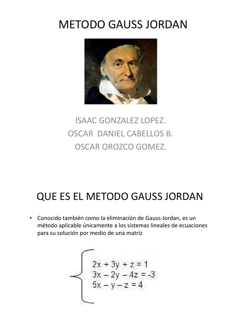 Metodo Gauss Jordan | System Of Linear Equations | Matrix (Mathematics)