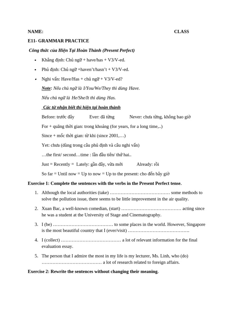 e11 Present Perfect | PDF | Linguistics | Linguistic Typology