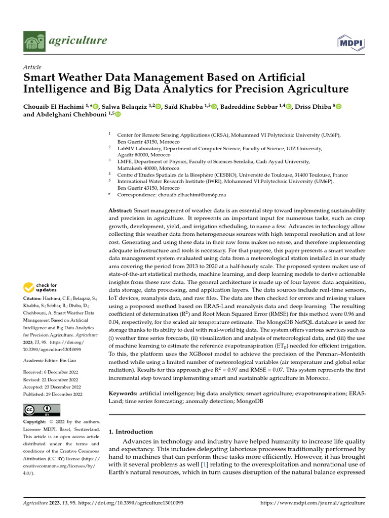 Agriculture-Smart Weather Data Management Based On Artificial ...