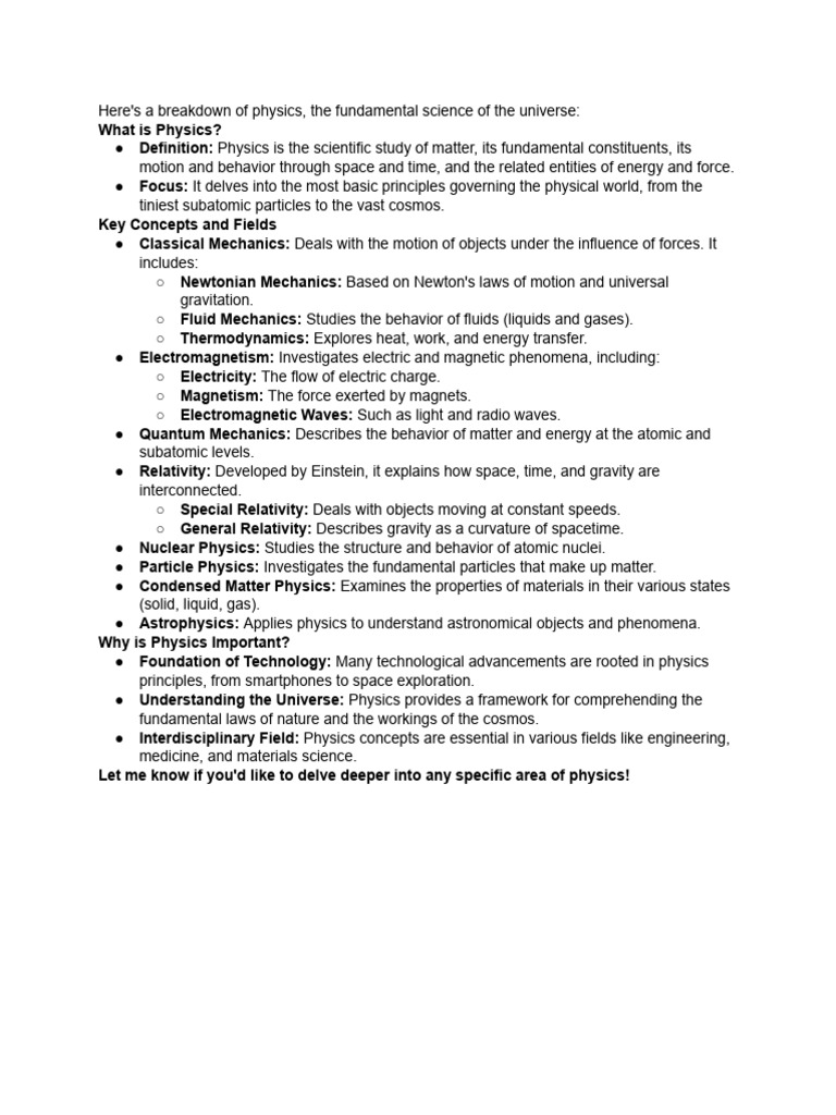 Overview of Key Physics Concepts | PDF