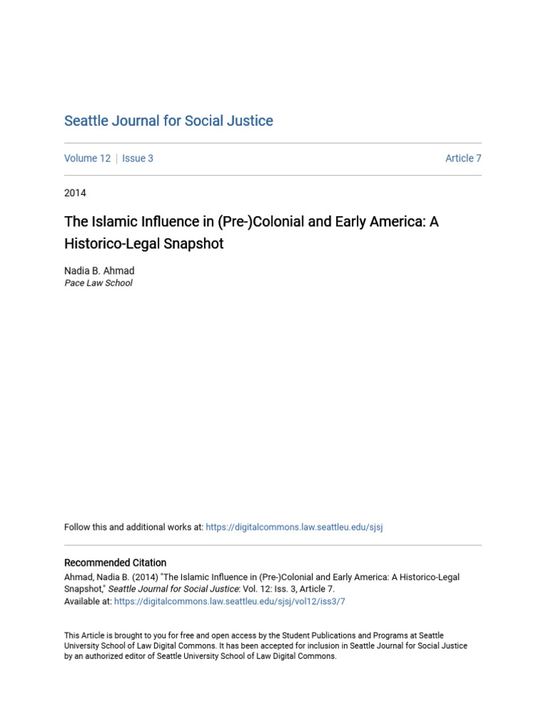 The Islamic Influence in (Pre-) Colonial and Early America - A Hist ...