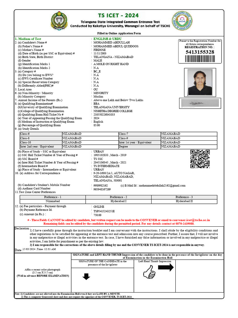 TS ICET 2024 Application Form Details | PDF