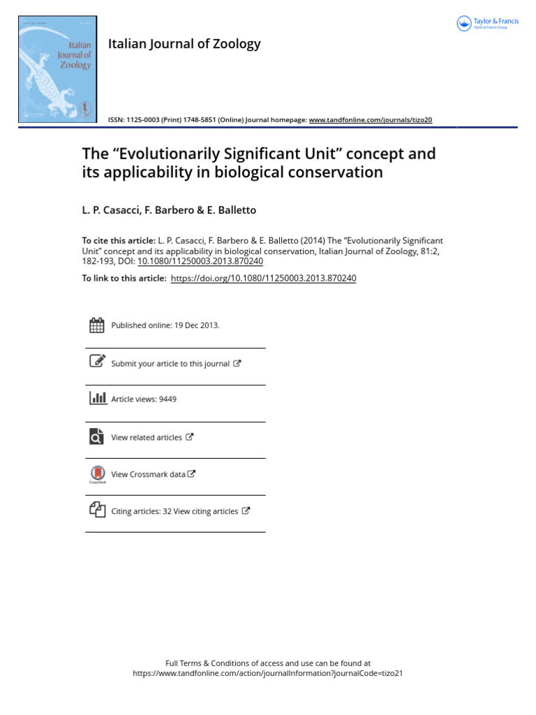 The Evolutionarily Significant Unit Concept and Its Applicability in ...