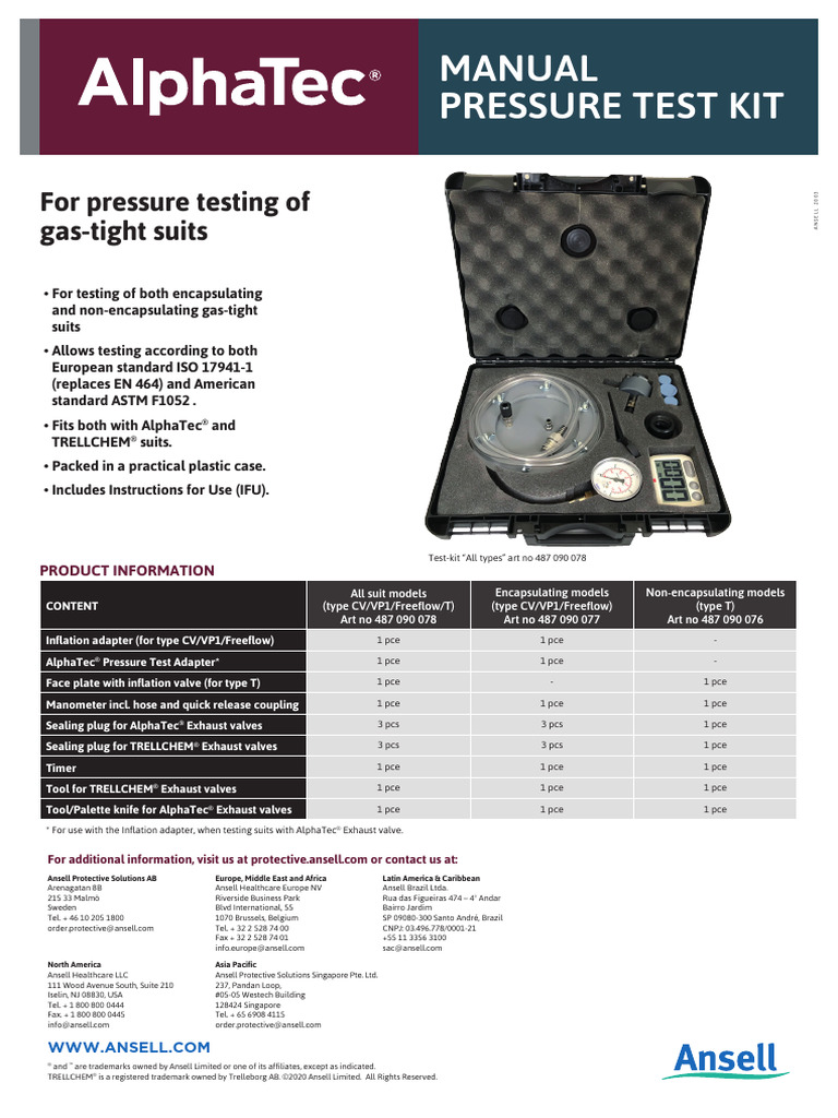PDS AlphaTec MANUAL PRESSURE TEST KIT 2003 | PDF | Equipment | Plumbing