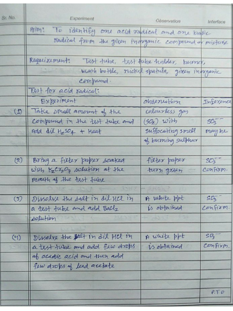 Salt Analysis Experiment No-6 | PDF