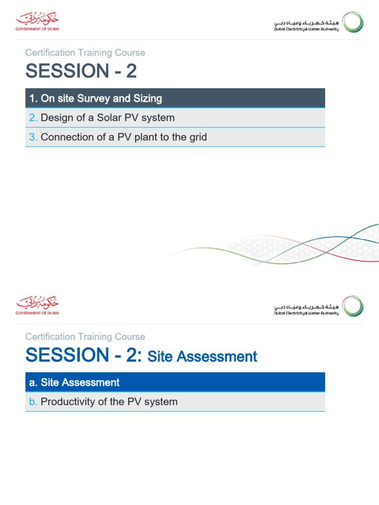 2 1 DEWA Training - On-Site Survey and sizing-Ammar-R2 | PDF | Sun ...
