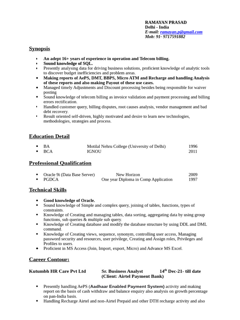 CV_F | PDF | Databases | Microsoft Access