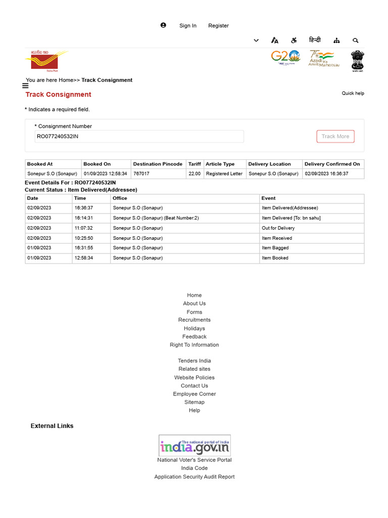 Track Consignment - 1116 DT 31.08.2023 | PDF | Computing