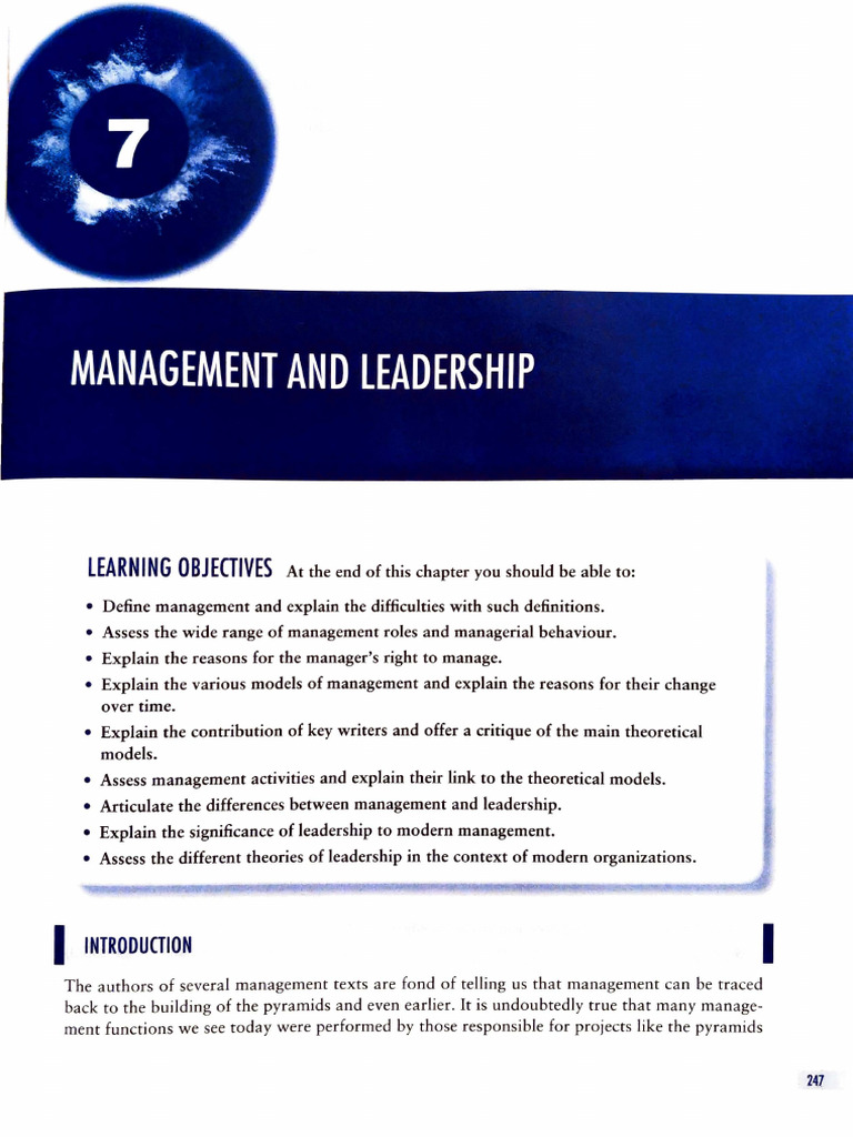 Chapter 7 - Management and Leadership | PDF | Leadership | Power ...