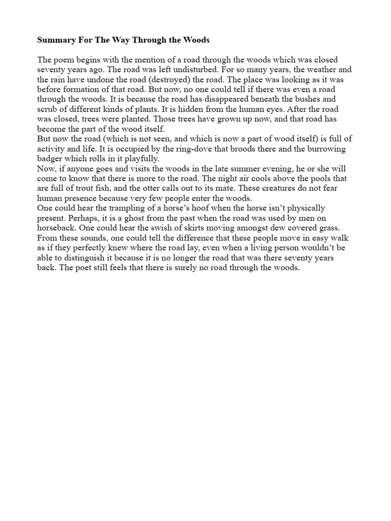 Summary of "The Way Through the Woods" | PDF