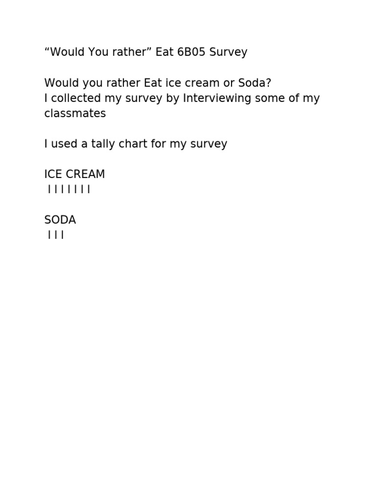 "Would You Rather" Eat 6B05 Survey | PDF