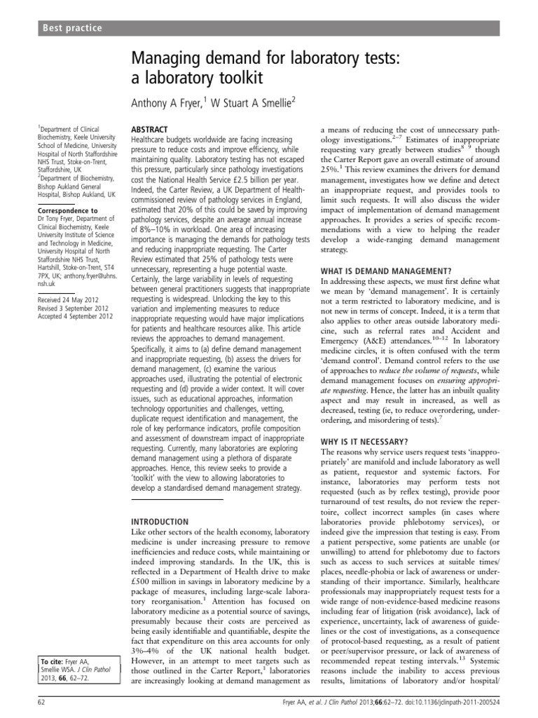 Laboratory Demand Management Toolkit | PDF | National Health Service ...