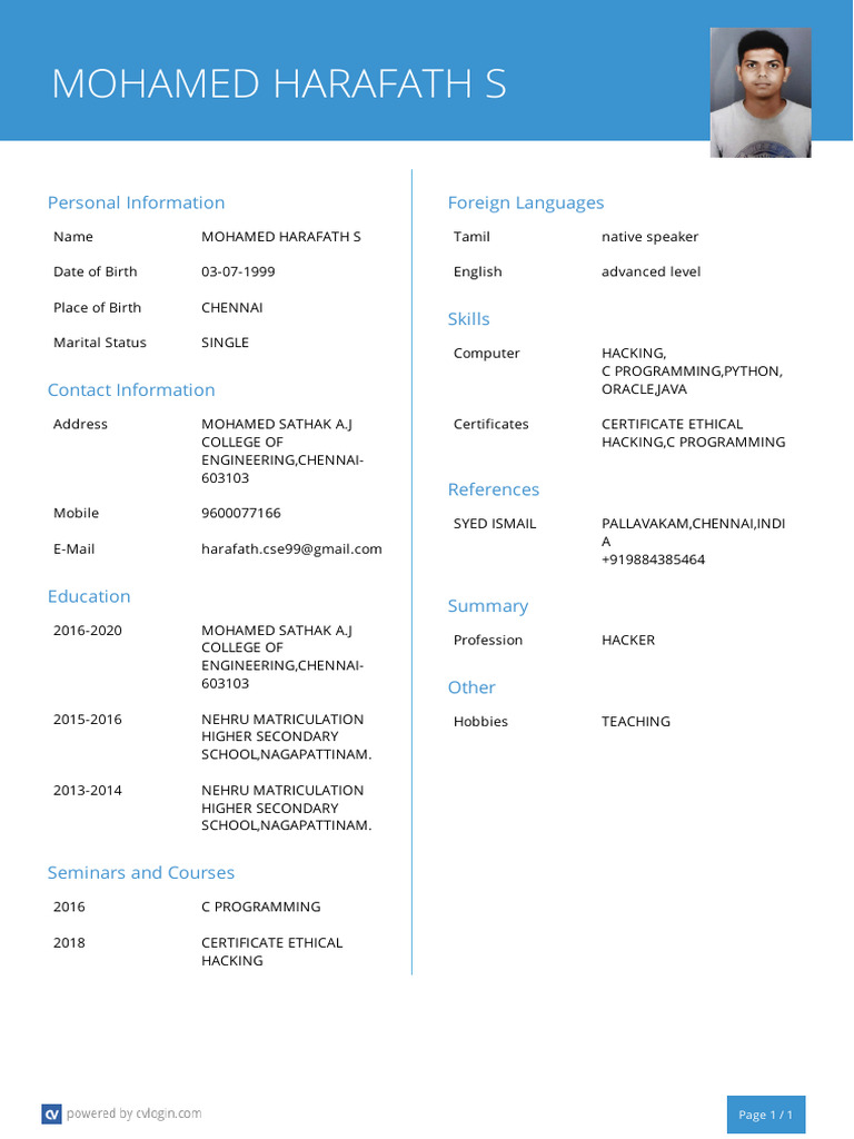 Mohamed Harafath S - Resume Overview | PDF