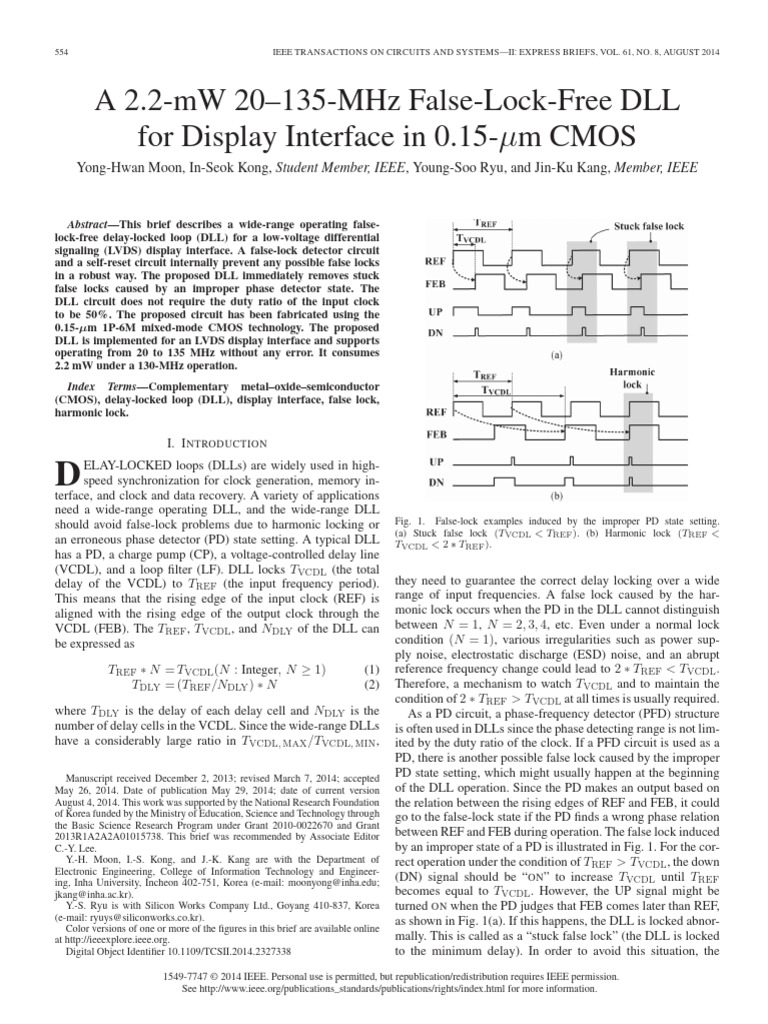 False-Lock-Free DLL for Display Interface | PDF | Cmos | Information And Communications Technology