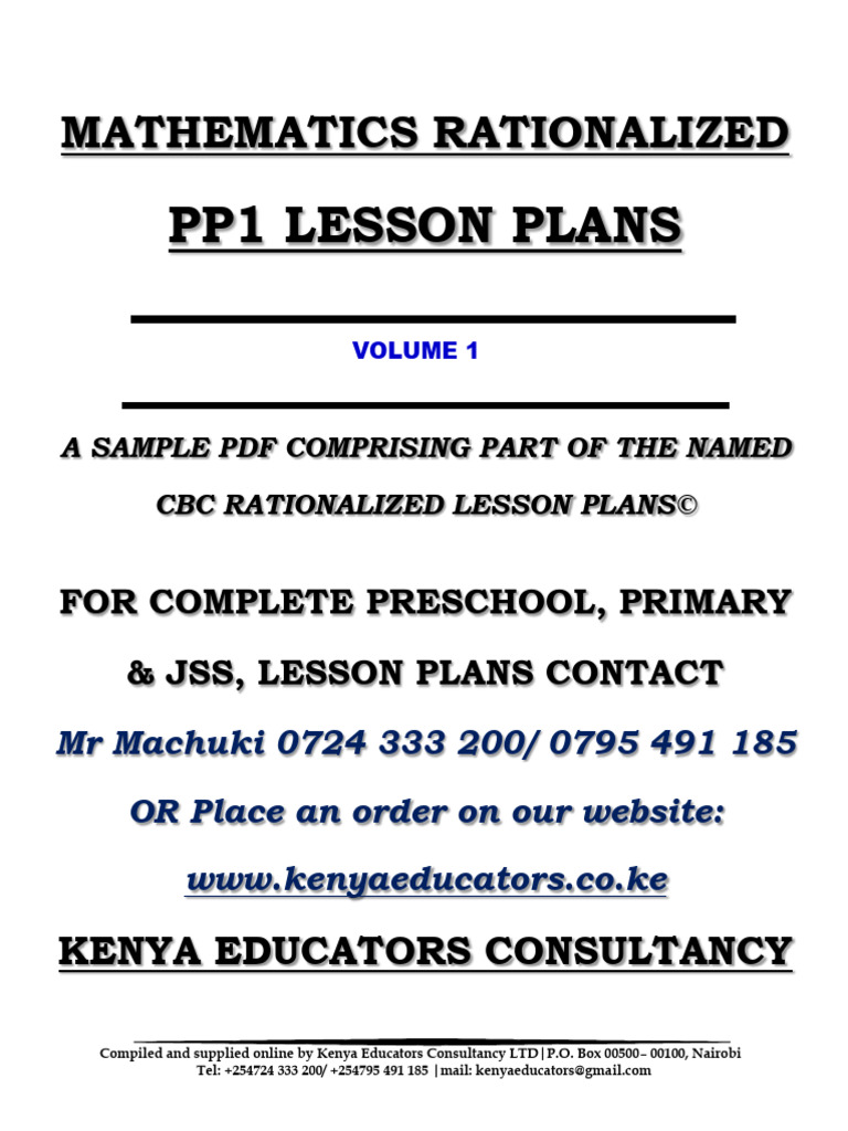 Mat PP1 Lesson Plans Sample | PDF | Learning | Lesson Plan