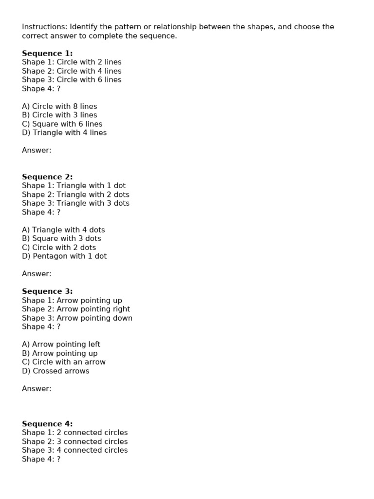 Abstract Reasoning Worksheet | PDF