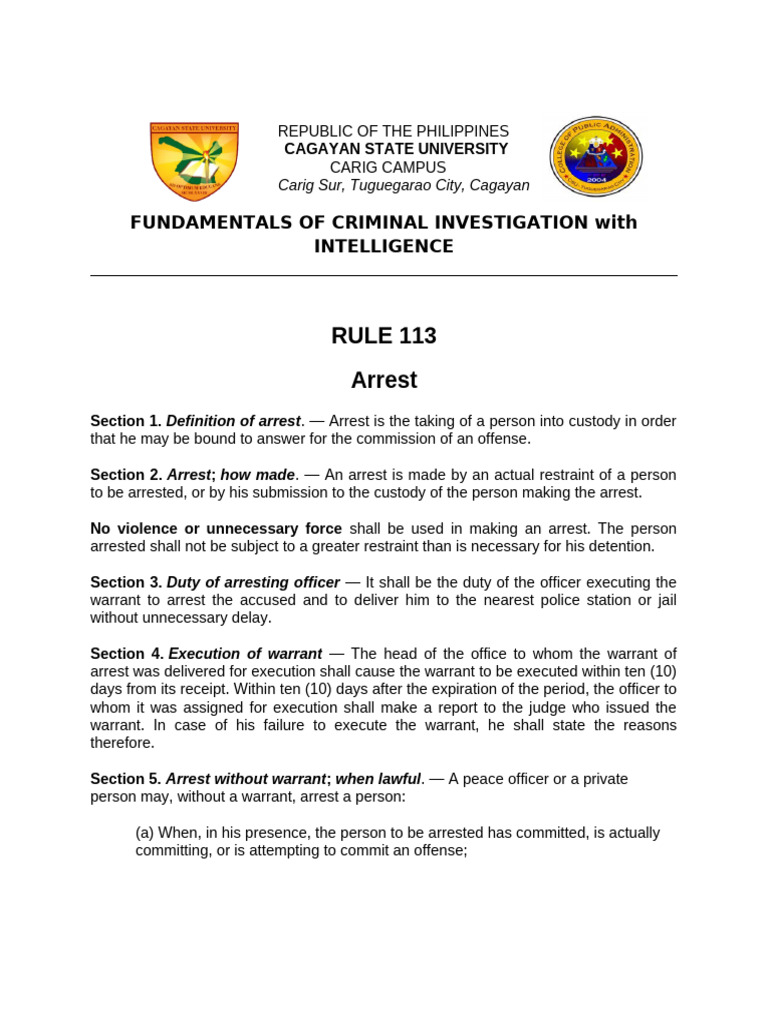 Topics 13- Arrest | PDF | Arrest Warrant | Arrest