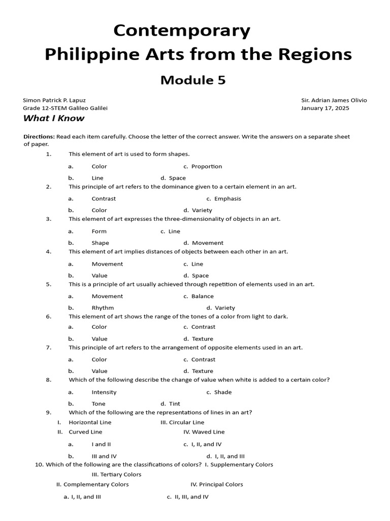CPAR Module 5 | PDF | Vision