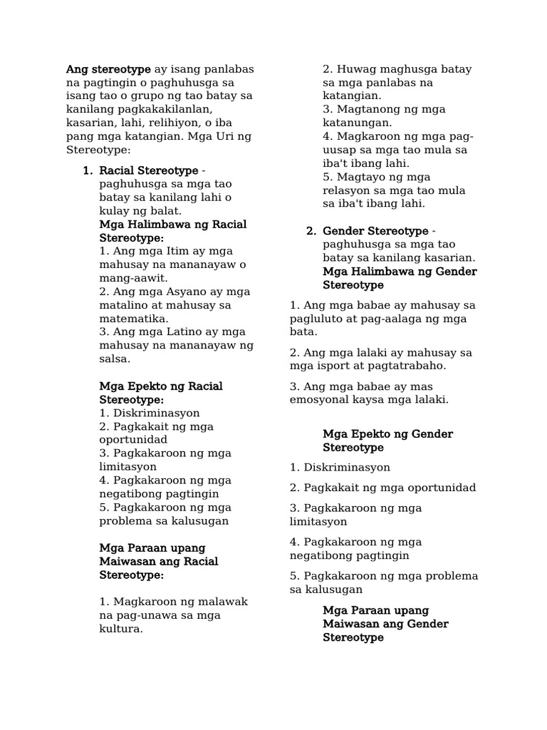 Stereotype Lesson Q2.G5 | PDF