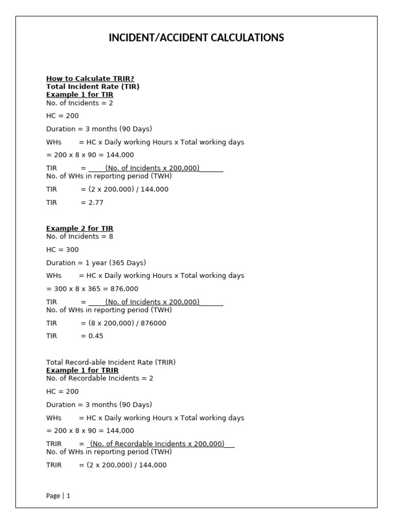 How To Calculate TRIR | PDF | Units Of Measurement | Nature