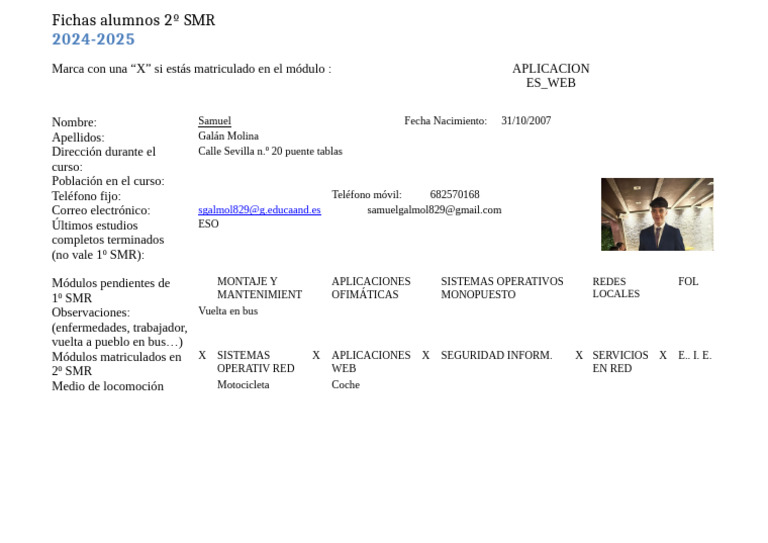 Ficha - 2SMR Samuel Galan Molina | PDF