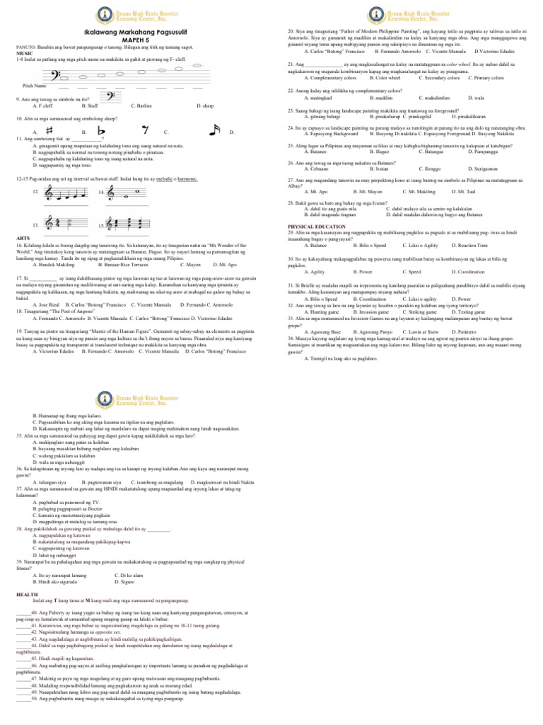 MAPEH-5 Q2 Printable | PDF
