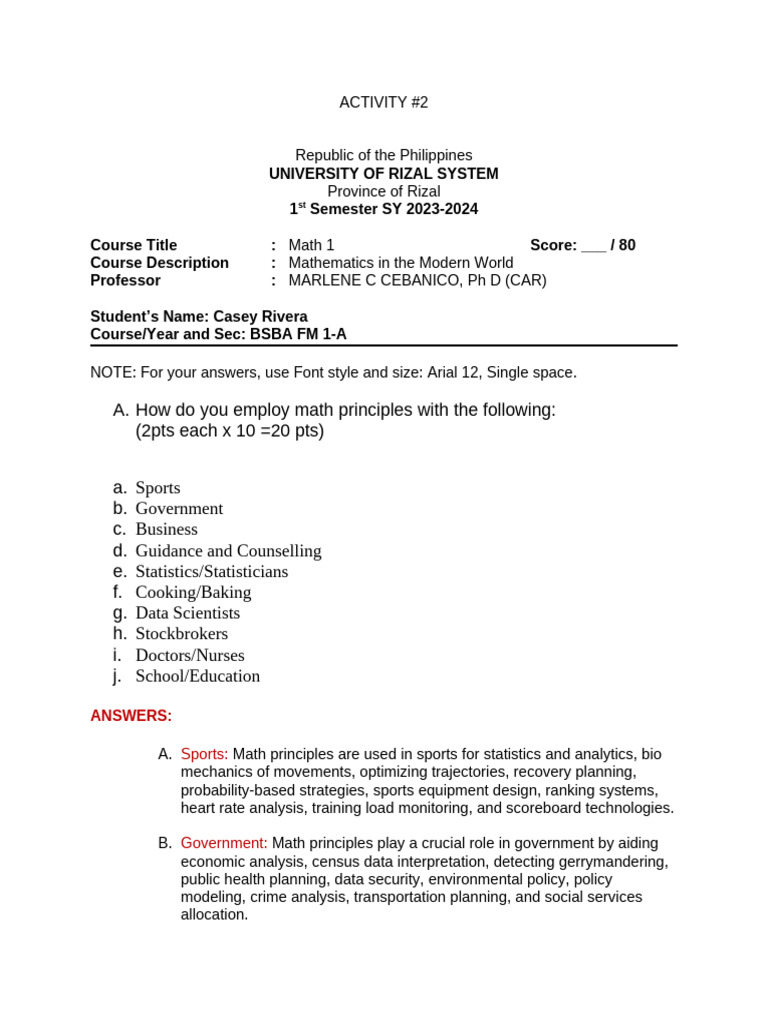 Activity2 Rivera Casey Math01 | PDF | Statistics | Mathematics