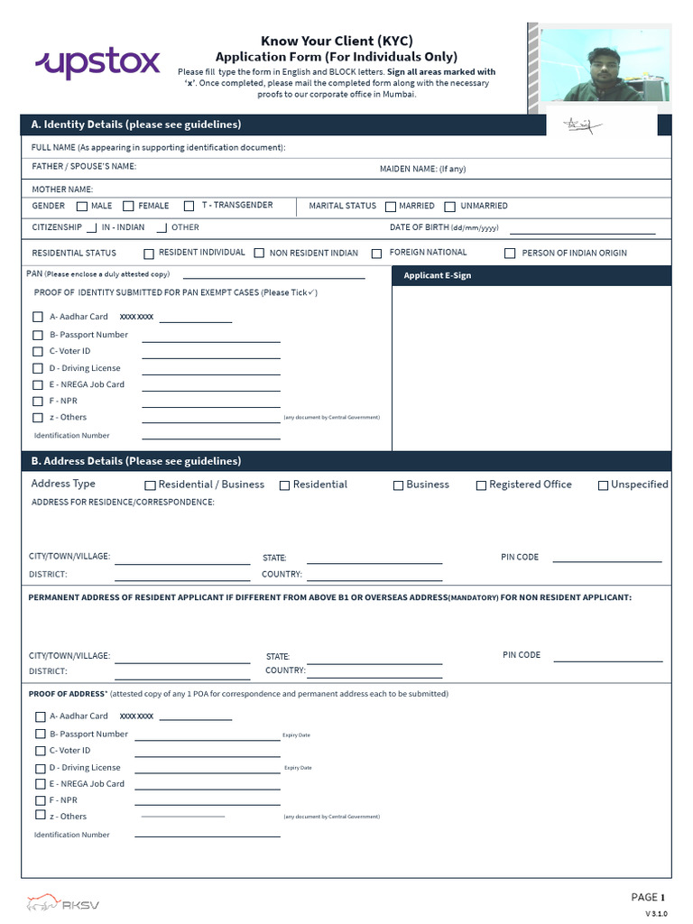 Individual KYC Application Form | PDF | Identity Document