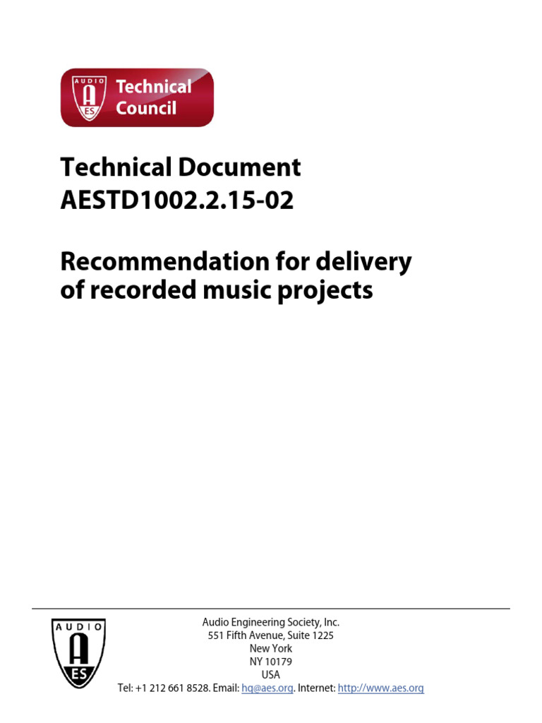 Technical Document AESTD1002.2.15-02 Recommendation For Delivery of ...