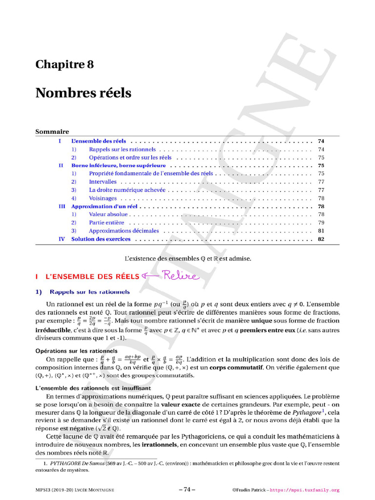Ch8 - Nombres Réels - Cours | PDF