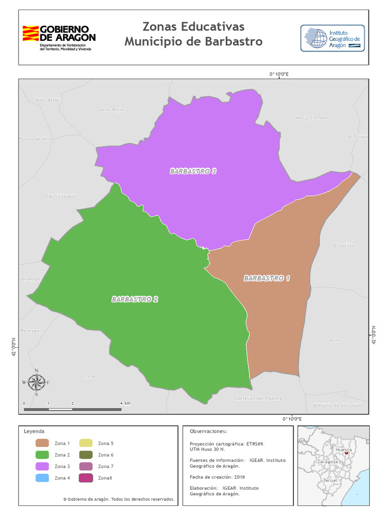 Mapa Zonas Educativas - Barbastro | PDF | Geofísica | Datos geográficos e información