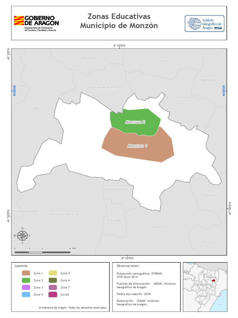 Mapa Zonas Educativas Monzón 2018 | PDF | Cartografía | Geodesia